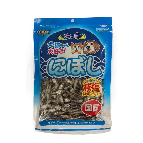 くいしんぼ ペット用にぼし 減塩50%カット 日本製 150g (犬 猫 おやつ 煮干し カルシウム 間食 体調管理 国産 森光商店)●国産「カタクチイワシ」の塩分の少ない原料を使用し、塩分を50％カット（当社比）しました。●海の幸・カルシ...