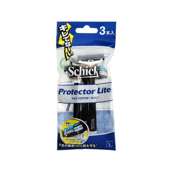 シック プロテクター ライト (3本入)  (男性用 メンズ 髭剃り シェービング シックジャパン)●キレてな?い●首振り式2枚刃カミソリ。●マイクロセーフティーワイヤーが不意の横滑りから肌を守る*●水色のアクアグライドが、刃と顔の摩擦を減...