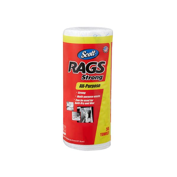 SCOTT RAgS ストロング 50カット 65830 (ペーパーウエス 絞れる 油汚れ 掃除)●強度に優れ、濡らしても絞れる家庭内の拭き掃除にも最適なペーパーウエスです。●機械・部品・工具類に付着した油汚れの拭き取り、店舗や家庭内の清掃...