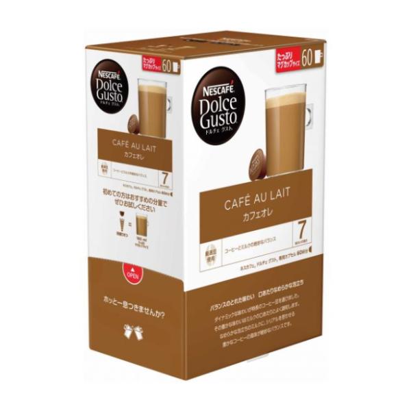 ネスレ ネスカフェ ドルチェグスト 専用カプセル カフェオレ 60個入 VCA60001  (コーヒー マシン 取替え 珈琲)●ダイナミックな味わいが特長のコーヒー豆を厳選。●その豊かな味わいはミルクの口あたりとよく調和します。●なめらかな...