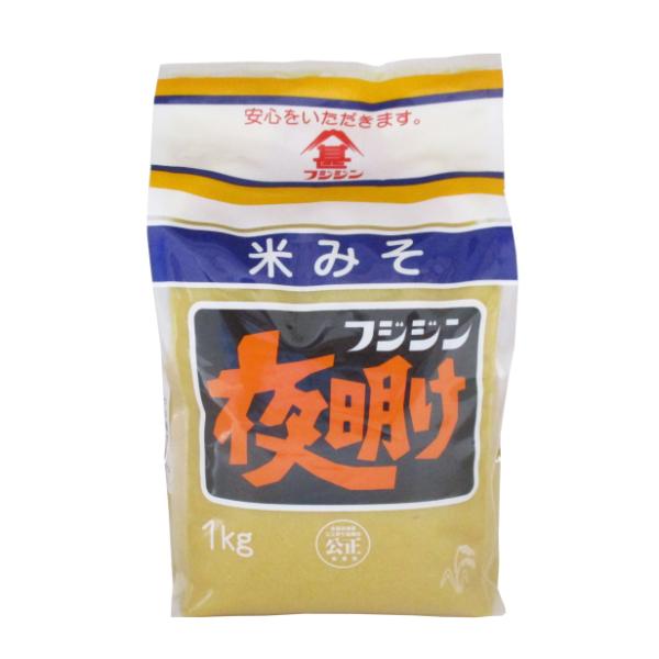 フジジン 夜明け米みそ 1kg  (味噌 甘口 純国産 九州 こしみそ)●米麹の香りと甘みがふんだんに味わえるマイルドなタイプの甘口味噌です。●きめ細やかなこし味噌ですので味噌こしの手間なくご利用いただけます。●九州嗜好の甘口のお味噌なので...