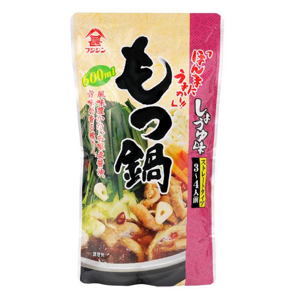 もつ鍋（しょうゆ味） ストレート 600ml・3〜4人前 314211 (もつ鍋スープ 鍋の素 醤油味 調味料 フジジン 富士甚醤油)●自社製造の本醸造醤油をベースにかつおのだしの旨み、魚?の奥深いコクがきいたストレートタイプの鍋つゆです。...