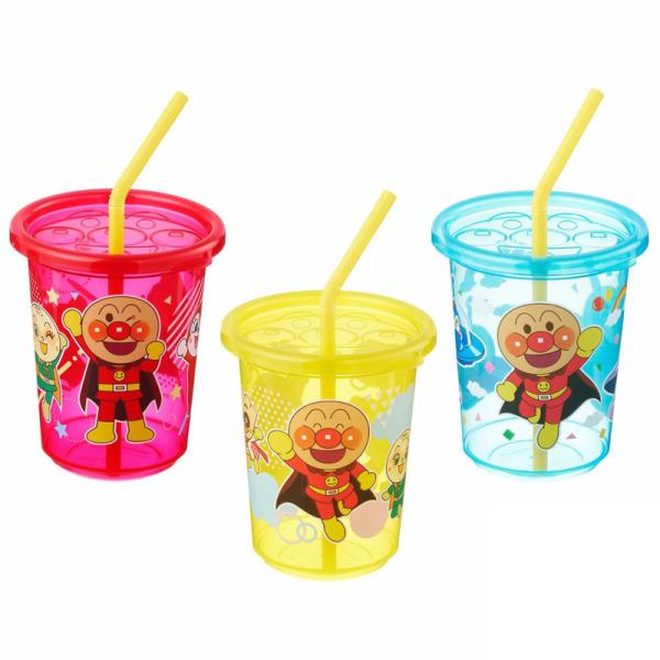 アンパンマン ストローカップA 270ml×3個入 日本製 A00312 (ストロー付きカップ フタ付きカップ 子供用 キッズ用 レック)●色と絵柄の違う3色3柄セット。●こぼれにくく、お子様が使いやすいストロー＆フタ付きカップ。●透明でど...