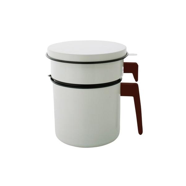 アイリスオーヤマ 活性炭オイルポット1200ml カートリッジ1個付 (白) H-OP1200 (オイルポット本体 油こし 白 ミニ フィルター 小さめ おしゃれ スペア付き IRIS)●木質系活性炭カートリッジで使用後の油の汚れや臭いが軽...