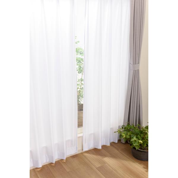 クレアール レースカーテン 厚みのあるレース UVカット 遮像 ルークス ホワイト 100x176cm 2枚組  (カーテン プライバシー保護 断熱効果 エコ 節電 外から見えにくい 遮像効果 シンプル 使いやすい 新生活 2枚入)レースカ...