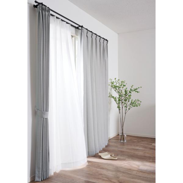 クレアール カーテン すぐに使える1窓セット KFシルフィ ライトグレー 100x200cm 4枚セット (ドレープカーテン＋レースカーテン)  (4枚組カーテン カーテンセット 花粉キャッチカーテン 遮像 断熱 遮熱 UVカット 無地 可...