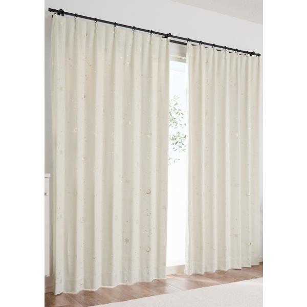 2級遮光カーテン 星柄 アイボリー 100×178cm 2枚組   (ドレープ 洗濯OK フック付き クレアール)●ゴールドの箔プリントで星柄をデザインしています。●2級遮光カーテンです。●大人っぽい星柄なので幅広い年齢層の方にお使い頂けま...