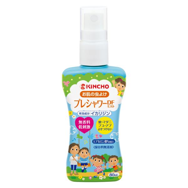 お肌の虫よけ プレシャワーDF ミスト 無香料 80ml (防除用医薬部外品)  (虫よけミスト ミストタイプ お肌にやさしい 蚊よけ 虫よけ 虫除け KINCHO 金鳥 キンチョー キンチョウ 大日本除虫菊)お肌の虫よけ。無香料低刺激。蚊...