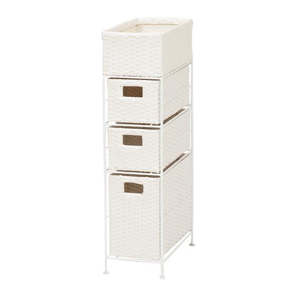 萩原 チェスト (約)幅20.5×奥行40.5×高さ80cm RAN-2406WH 4934257248099●通気性の良い、引出しで水回りの収納もバッチリ!《家具 インテリア》※画像はイメージです。