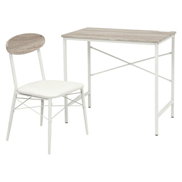 萩原 デスクチェアセット デスク：(約)幅80×奥行50×高さ72cm、チェア：(約)幅45×奥行50×高さ76×座面高42cm LDC-4698WH 4934257280181●ワンルームでも使いやすいコンセント付きデスクチェアセット《家...