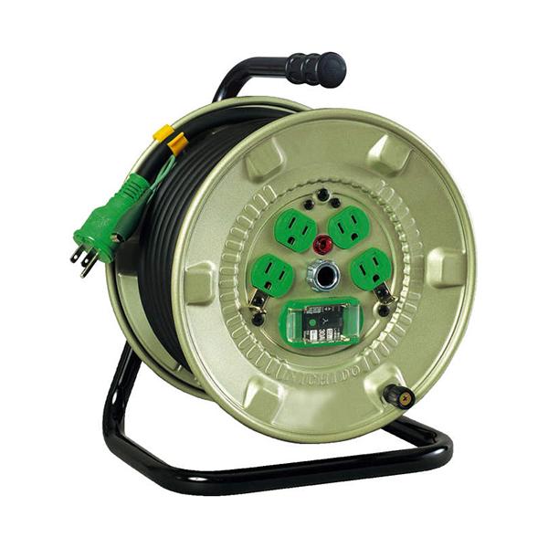 電工ドラム コードリール 100V 屋内型 漏電保護専用ブレーカー付 20m 日本製 H-NNP-EB24 (電気工具 電動工具 単相100V 室内用 漏電保護ブレーカー 日動)●屋内型のコードリール20mです。●スッキリ巻取り収納の電工ド...