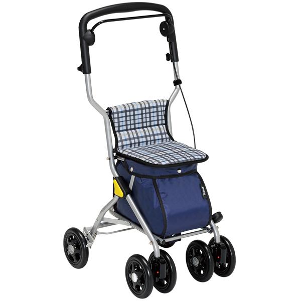 シルバーカー ルミド チェックブラック SIMD02-BK (シニア 高齢者 お散歩 歩行補助 座れる 収納 幸和製作所)●本体幅はスリムで、ほどよく荷物が入るバッグを備えたミドルタイプのシルバーカー。●スリムな本体幅：本体幅43cmとスリ...