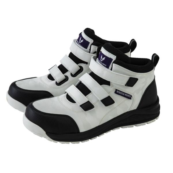 セーフティシューズ ミッドカットマジック ホワイト 26cm MW-3300 (安全靴 ワークシューズ 作業靴 スニーカー 作業靴 簡単着脱 コーコス信岡)●「MINERVA WORKS」シリーズ初のJSAA・B種を取得したプロスニーカーモ...