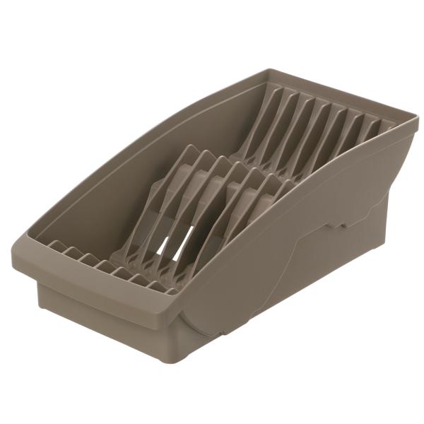 ディッシュスタンドR ブラウン 棚置き用 ミニ トトノ 日本製 110001 (お皿スタンド キッチン用品 皿収納 2段 リッチェル)●お皿を棚置き収納できる専用ケースです。●プラスチック製なので、水洗いできてお手入れ簡単です。●立てて収納...