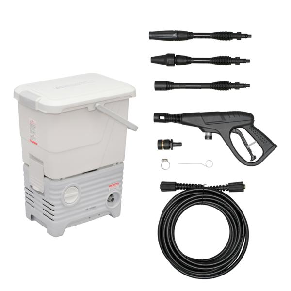 高圧洗浄機 タンク式 8.5Mpa 12点セット SBT-512N (洗車 ベランダ 外壁 玄関 掃除 汚れ落とし 温水使用可 アイリスオーヤマ)●近くに水道（蛇口）がなくても使えるタンク式高圧洗浄機です。●水道から遠いベランダ・ガレージな...