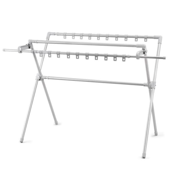 ふとん干し ダブルバー付き グレー CSPX-230S (IRIS 布団干し 洗濯物干し 大容量 軽量 お客様組立 アイリスオーヤマ)●布団の枚数に合わせて、伸縮できる大容量タイプのふとん干しです。●ダブルバーで、空間ができるため風通しがア...