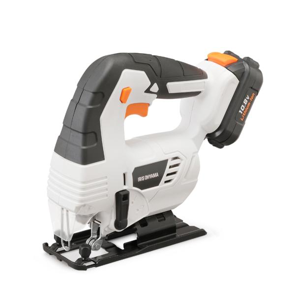 充電式ジグソー 10.8V JJS101 (糸ノコ バッテリー付き 切断工具 DIY 電動工具 アイリスオーヤマ)●充電式でどこでも使えるジグソーです。●ストレート＋オービタルの階切り替えで、材質に合わせて切断できます。●軽量1.6kg：長...
