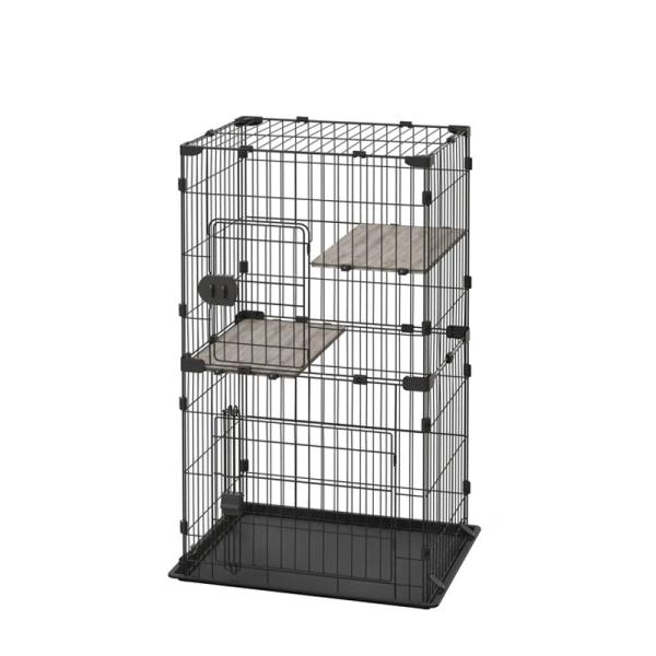 コンパクトキャットケージ 2段 ダークグレー CCC-112 (猫用ケージ 転倒防止ベルト付き ペット用品 アイリスオーヤマ)●愛猫の飼育に適した2段タイプのケージです。●お部屋にスッキリ置けるコンパクトサイズです。●大きな扉でお掃除や物の...