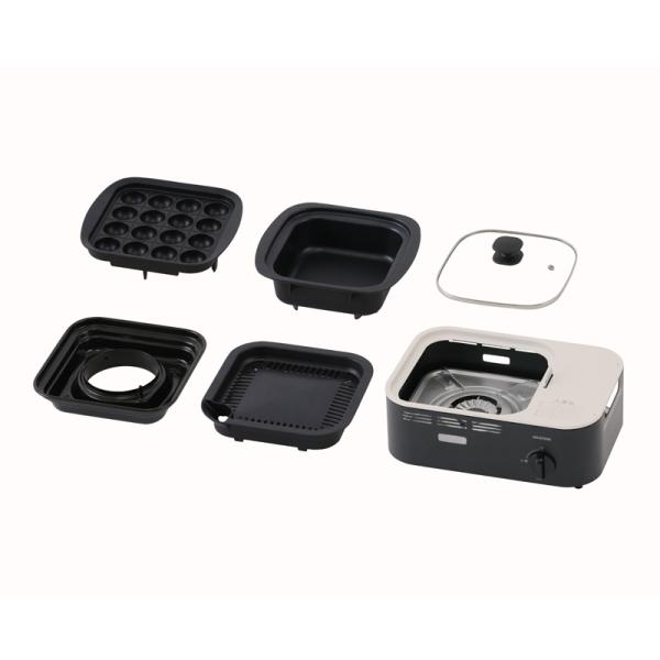 減煙焼肉マルチカセットコンロ チャコール IGC-GYNT1-H (減煙カセットコンロ お家焼肉 タコパ 調理器具 アイリスオーヤマ)●グリルプレート・たこ焼きプレート・スクエアパン・ガラスフタのマルチセットタイプです。●焼き肉だけでなく、...