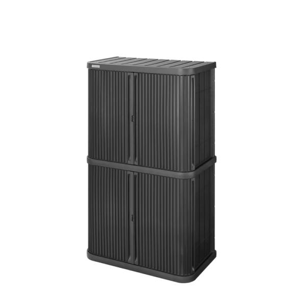 ミニロッカー ダークグレー W90×D52×H155cm ML-1600PP (物置 屋外収納 快適収納 スタッキング アイリスオーヤマ)●ベランダ等の狭いスペースでの使用に最適なミニロッカーです。●扉が邪魔にならないシャッタータイプで省ス...