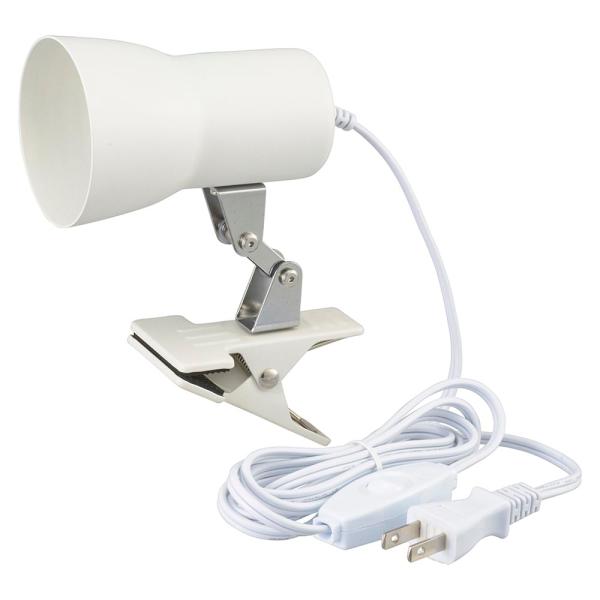 クリップライト E17 電球別売 ホワイト （品番）06-1641 LTC-N117AK-W (照明器具:クリップライト オーム電機)●電球はお好みの光源色でご使用できます。●口金E17、白熱電球40W以下、LED電球8W以下の電球に対応。...