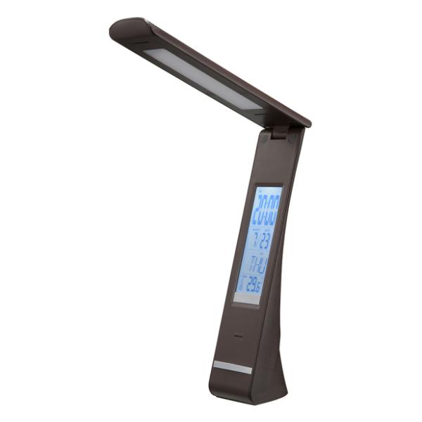 オーム電機 充電式LEDデスクライト デジタル表示機能付 ブラウン [品番]06-1689 DS-LE27BG-T [スタンドライト デスクライト]●時刻／日付／曜日、周囲温度のデジタル表示機能付き●アラーム／スヌーズ、誕生日お知らせ、タイ...