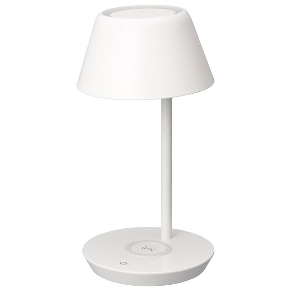 LEDインテリアライト ワイヤレス充電機能付 ホワイト （品番）06-1948 TT-YOLK1-W (照明器具:テーブルランプ オーム電機)●スマホを置くだけで充電できるQiワイヤレス充電機能搭載（Qi規格準拠機器に限ります）。●無段階調...