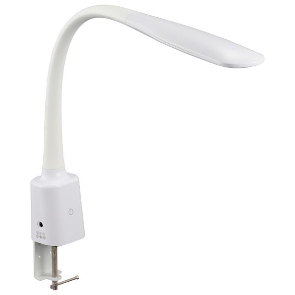 LEDデスクランプ クランプタイプ (品番)06-3826 LTC-LS16MUGH-W          (照明器具:クランプライト オーム電機)●タッチ式センサーで点灯/調光/消灯の切り換えができます。●3段階調光で明るさを調節できる。...