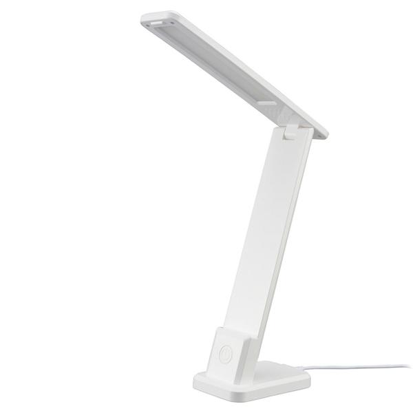 LEDデスクランプ 折りたたみ式 ホワイト（品番）06-3843 DS-LS20USB-W            (照明器具:デスクライト オーム電機)●折りたたみ式で机の上がスッキリ。●広がる光、JIS A形相当。●軽くタッチするだけで明...
