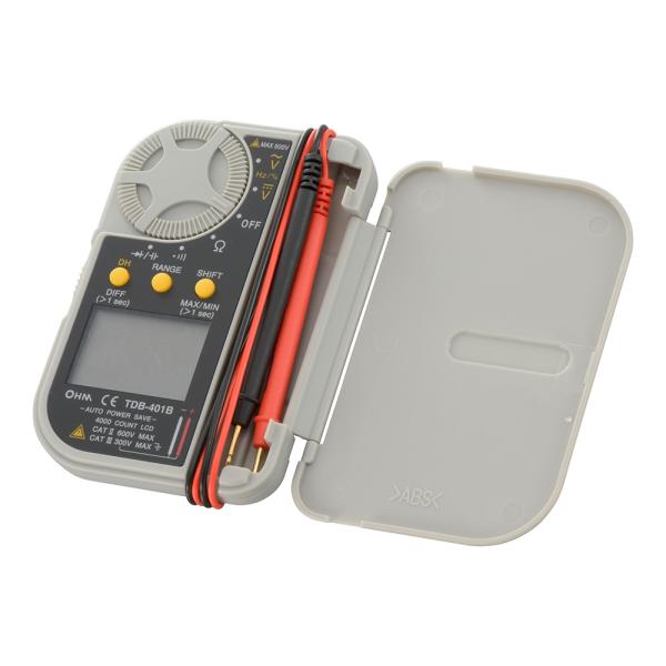 デジタルマルチテスター ケース一体型 高精度 (品番)06-5408 TDB-401B (配線部材・テスター:テスター・検電器 オーム電機)●ケース一体型で4000カウント大型液晶画面付き。●DCV0.5％クラスの小型、高精度のデジタルテス...