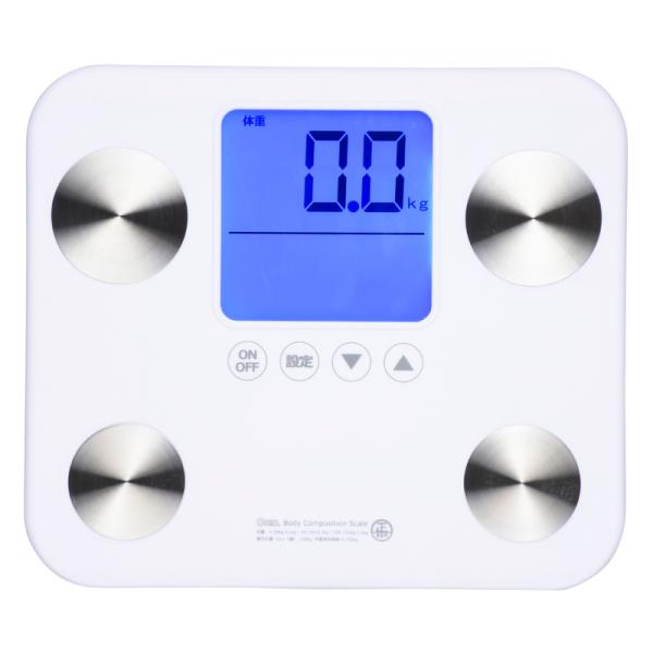 体重体組成計 大画面 ホワイト （品番）08-0099 HB-K130-W (理美容・健康:体重計 オーム電機)●体重、体脂肪率、BMI指数、基礎代謝、目標体重までの差が表示されます。バックライト付き大画面で見やすいです。●フットスイッチ付...