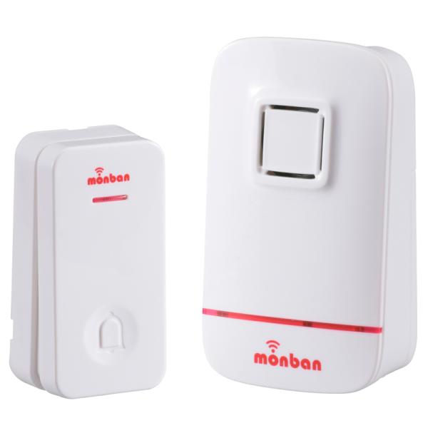 monban ワイヤレスコールチャイム 押しボタン送信機＋電池式受信機 （品番）08-0521 OCH-EC80 (セキュリティ・防災用品:チャイム オーム電機)●ボタンを押すと、離れた場所に音と光でお知らせします。ご家庭での介護・玄関の呼...