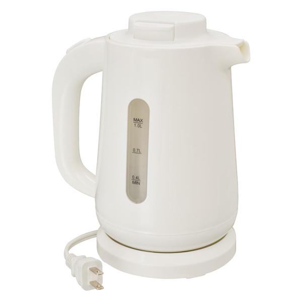 電気ケトル 1L ホワイト（品番）08-3337 COK-WSK800A-W (生活家電:キッチン家電 オーム電機)●お湯がこぼれにくいケトル。●転倒時お湯がこぼれにくい構造。●最大容量：1.0L。●スイッチひとつでお湯が沸く。●給湯ロック...