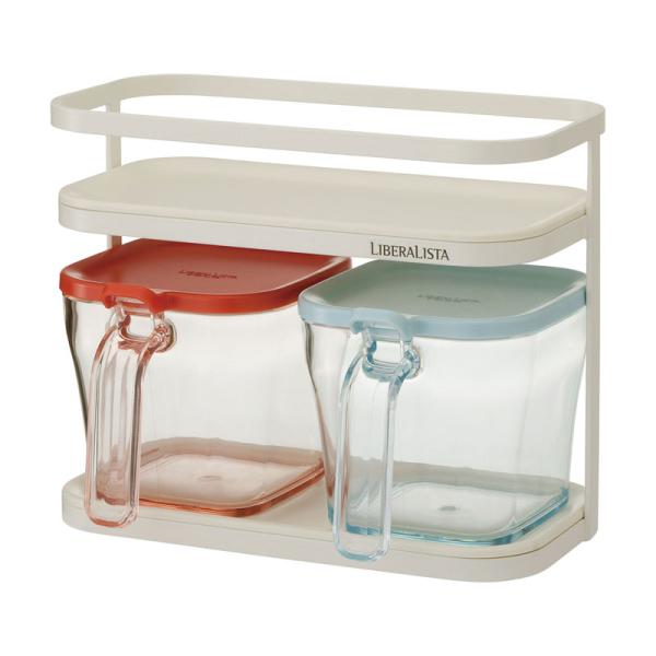 クックポット リベラリスタ　 R2P (調味料入れ 調味料ケース 砂糖 塩 キッチン用品 リス)●キッチン小物をすっきり収納できるラックとクックポット（レギュラー×2個）セット。●ラック底面にはすべり止め付き。●便利なスプーン付き（小さじ1...