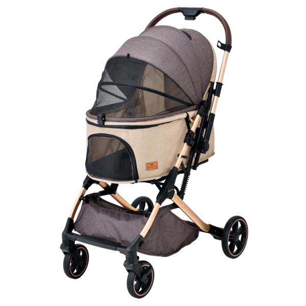 犬・猫用バギー OSOTO GRACE QC2 キャメル (お散歩バギー カート コンパクト 快適 犬用品 猫用品 ペット用品 ジェックス)●おでかけに煌めきを！●片手で簡単、ワンタッチでコンパクトに折りたため自立する犬猫用バギー。●玄関・...