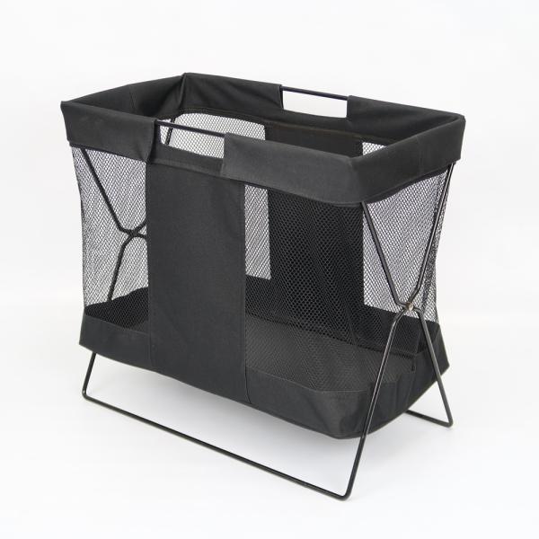 サワフジ メッシュバスケット （大） ブラック  (荷物入れ 荷物置き 折りたたみ おしゃれ 手荷物収納ボックス かご マガジンラック スリム ランドリーバスケット ランドリーボックス カバン置き ラック かばん置き 鞄置き 折畳み 折り畳...