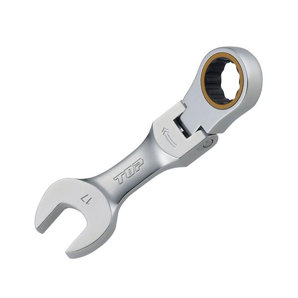 TOP 首振りショートラチェットコンビ FRC-17S (ラチェット スパナ 17mm ショート 首振り 狭所 作業工具 DIY 日曜大工 トップ工業)●手のひらサイズで首振り角度が180度です。●首振りショートラチェットコンビ。●締める、...