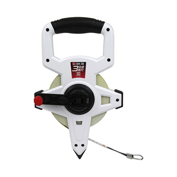 藤原産業 3倍速巻尺 30m SBM-300  [大工道具 測定具 長尺もの巻尺]●巻取スピード3倍速の巻尺です。【用途】●長さの測定。【機能】●3倍速ギア内蔵で、巻取スピード3倍速です。●耐久性、耐摩耗性が高いナイロンコートテープ仕様です...