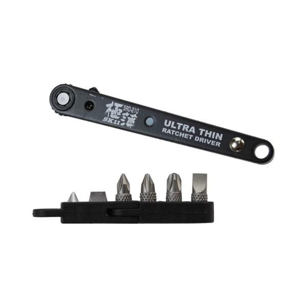 極薄ラチェットドライバー SRD-210 藤原産業 [作業工具 特殊ドライバー]●クラス最薄の13mmヘッドで、さらに狭い場所での作業に適しています(12mmビット装着時)。【用途】●狭い場所でのネジの締め付け、緩め作業。【機能】●ストレー...