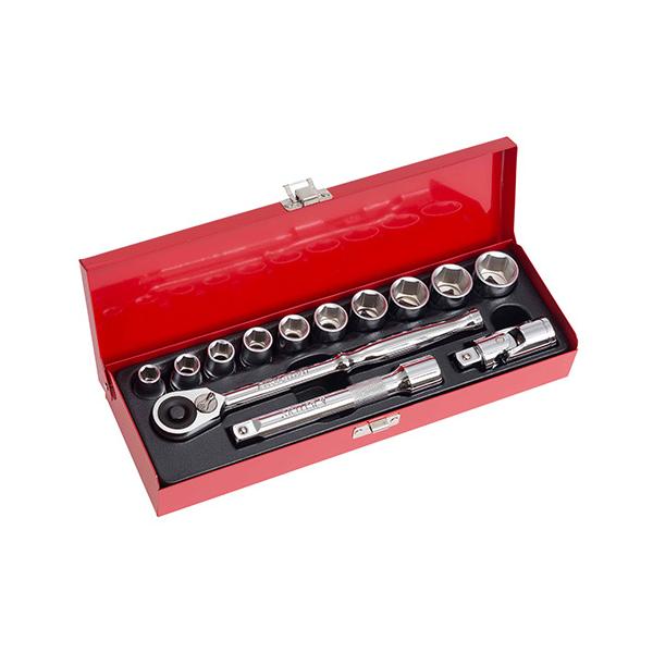 1/2ソケットレンチセット TS-413M 13PCS 藤原産業 [作業工具 ソケット ソケットレンチセット]●13ピース入りのソケットとレンチのセットです。【用途】●各種ボルト・ナット・ネジの締付け、緩め作業。【機能】●クイックリリース機...