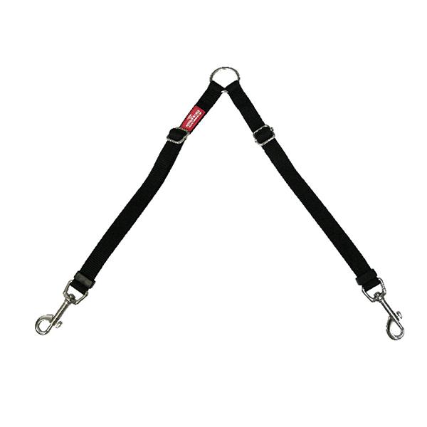 ２頭引きリードお散歩の場合に1本のリードで2匹同時につなぐ便利なツインリード。左右の長さを自由に変えられるので2頭の距離や体格、スピードに合わせて簡単に調節できます。