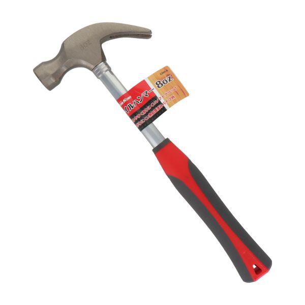 全長：265mm頭径×頭長：25×105mm頭重量・呼称：8OZ(約230g)材質：ハンマー/S45C、焼入硬度/HRC50±5、柄/スチールパイプ、グリップ/TPR