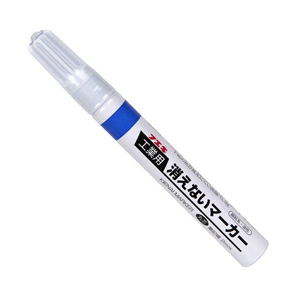 建築用マーカー。はじきやすい素材、油の付着した場所にも書けます。●筆記線：2mm●丸芯●色：青●不透明油性