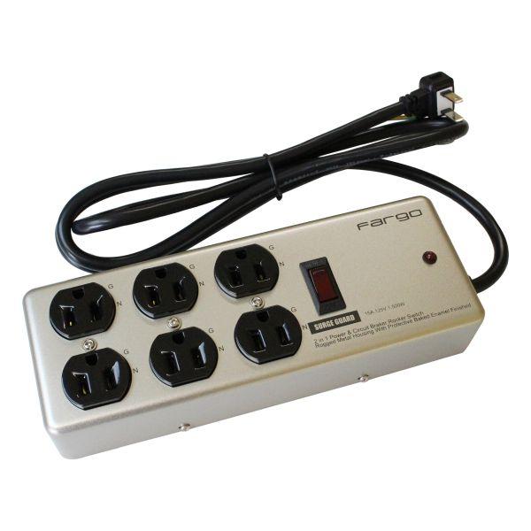 ・定格容量：15A・100〜125V (1,500Wまで)・耐トラッキングカバー付プラグ・家庭用ACコンセント6個口（3ピン対応）・雷サージガード（サージ機能時LED点灯）・一括電源スイッチ（ブレーカー内蔵）・コード長1.8M・本体サイズ：...