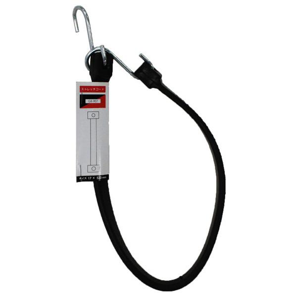 フックが大きく、対象物に引掛け易い。ゴムの弾性を利用し物を留める。仕様・注意事項【素材】本体：合成ゴム(E.P.D.M)【サイズ】A(mm)：533幅(mm)：17厚み(mm)：6.7【重量】120g【注意事項】両端のフックをしっかり固定し...