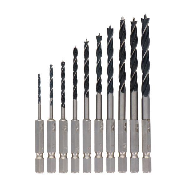 木材や樹脂などの穴あけに。セット内容：2.0/2.5/3.0/3.5/4.0/4.5/5.0/5.5/6.0/6.5mmシャンク形状：六角軸6.35mm