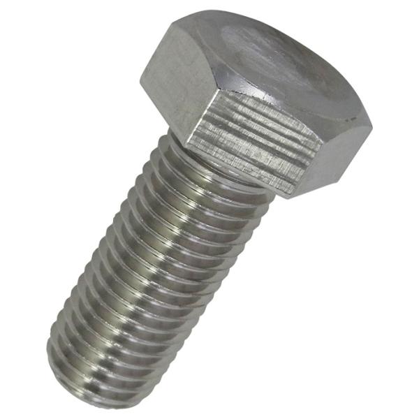 機械類の位置調整、締結用ねじです。耐食性に優れていますので湿気の多い場所、屋外にある物への使用に適しています。但し、塩素環境や海岸近く等の塩分環境下での使用には適しません。※画像は代表画像です。六角形状の頭部があり、胴の全体にねじが切ってあ...