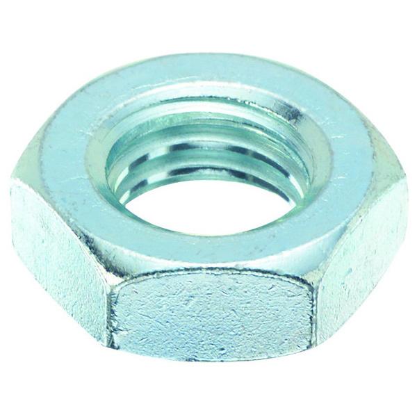 調整ねじのロックや、1種や2種と重ねて緩み止めに使用します。この場合3種を最後に締付けます。生地に比べ耐食性があります。※画像は代表画像です。高さが低い(呼び径の6割で両面取り)六角ナットで、別名ロックナットとも呼ばれています。材質は鋼で耐...