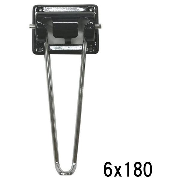 座卓用の脚です●脚が折りたためます仕様・注意事項●材質：鉄●仕上：クロームメッキ（丸棒）、黒塗装（座金）●サイズ：180x82x63x6φmm●付属ネジ：鉄木ネジ4本入り●注意事項：荷重が均等にかかるように取付て下さい。丸棒を絞って座金の溝...