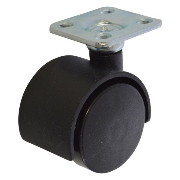 デザインキャスター(双輪タイプ)として使用。椅子、机などに。※画像は代表画像です。車輪がナイロンとウレタンがあります。軽量。